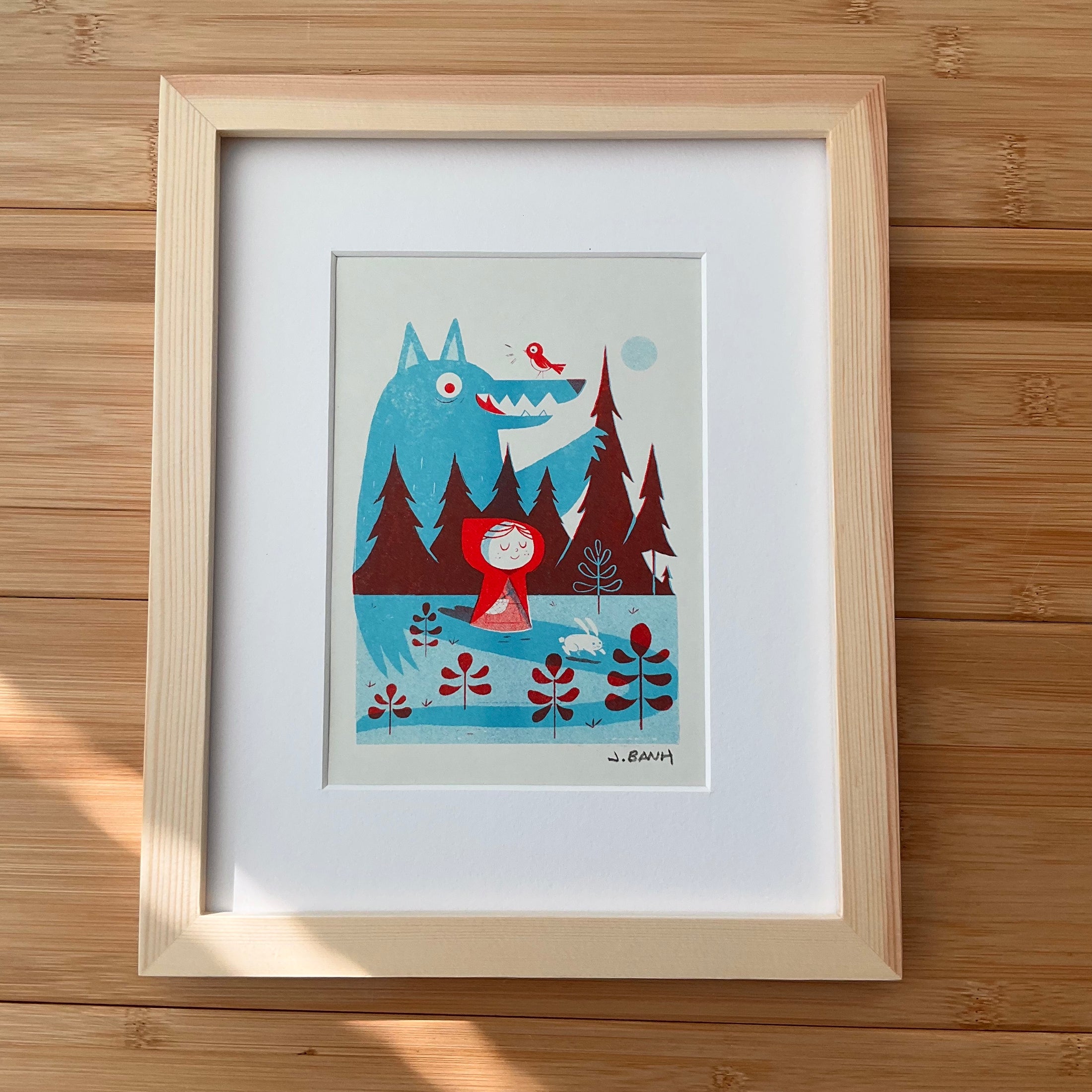 Little Red Riding Hood - FRAMED RISOGRAPH PRINT - kids room art - fair ...
